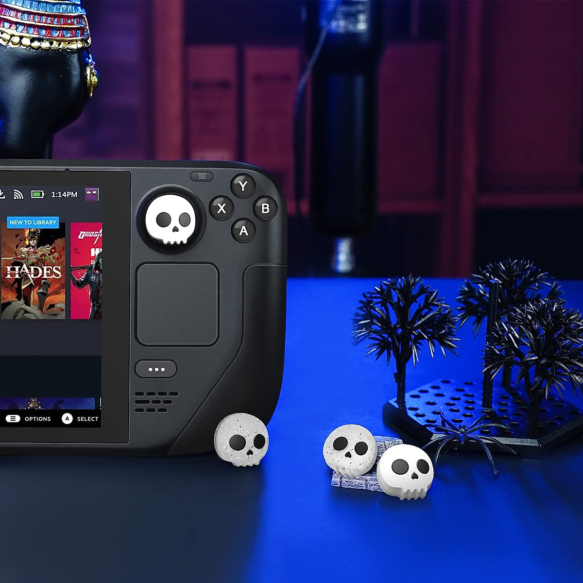 JINGDU Thumb Grip Caps for Steam Deck, Silicone Thumbstick Caps Cover Compatible with Steam Deck, Joystick Cap Accessories for Steam Deck, Skull