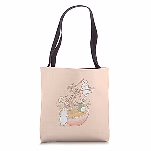Cute Bunny Rabbit Ramen Noodle Soup Anime Kawaii Aesthetic Tote Bag