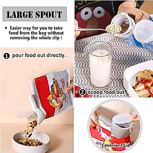 Znsjilo Snack Clips That Pour, Seal and Pour Bag Clip, Reusable Bag Clips with Pour Spout, Food Storage Sealing Clips with Pour Spouts, Household Moisture Bag Clips for Food (4Pcs Green)