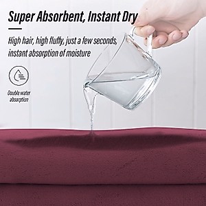 MOONQUEEN Ultra Soft Microfiber Coral Velvet Towel Set - Quick Drying, 2 Bath Towels, 2 Hand Towels, 2 Washcloths - Burgundy, 6 Pcs