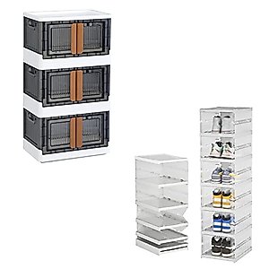 HAIXIN 3 Pack 8.4 Gal Storage Bin and 6 Layers Shoe Box