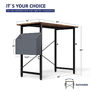 Pamray 32 Inch Computer Desk for Small Spaces with Storage Bag, Home Office Work Desk with Headphone Hook, Small Office Desk Study Writing Table