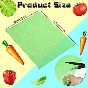 Poen 8 Pcs Fruit and Veggie Life Extender Liner 12 x 15 Inch Sponge Fridge Shelf Mat Green Washable Refrigerator Liners Fridge Drawer Pads Liner, Extends Life of Your Produce and Keep Food Fresh
