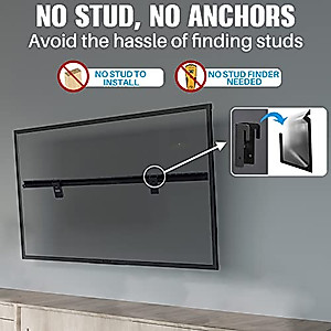 AENTGIU Studless TV Wall Mount, Heavy Duty Drywall TV Bracket Hanger for 32-75 inch Flat Screen TVs, No Stud, No Drill, No Anchors, Easy Install with All Hardware Included