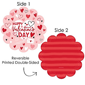 Big Dot of Happiness Happy Valentine’s Day - Valentine Hearts Party Round Table Decorations - Paper Chargers - Place Setting for 12