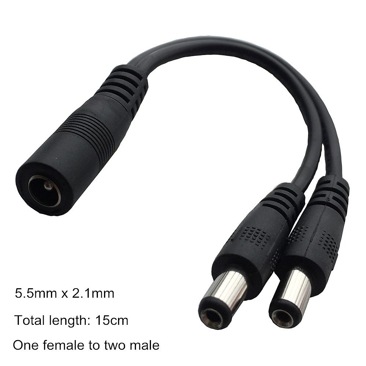 DZYDZR 5pcs 5.5mm x 2.1mm Y Splitter Cable 1 Female to 2 Male Splitter 2 Way DC Power Cable for LED Strip - CCTV Camera - Car - Monitors