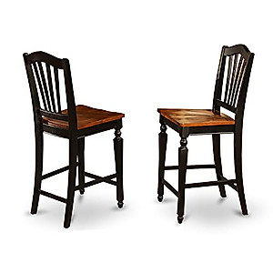 East West Furniture JACH5-BLK-W 5 Piece Counter Height Dining Table Set Includes a Round Kitchen Table with Pedestal and 4 Dining Room Chairs, 36x36 Inch, Black & Cherry