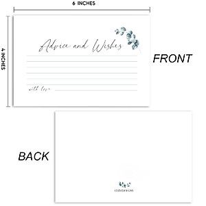 Watercolor Advice and Wishes Cards, 50 Pack,Double Sided,4x6, Uncoated, Heavyweight Card Stock, Ideal for Weddings,Bridal Showers, Baby Showers, Thanksgiving, Christmas, other Parties and Celebrations