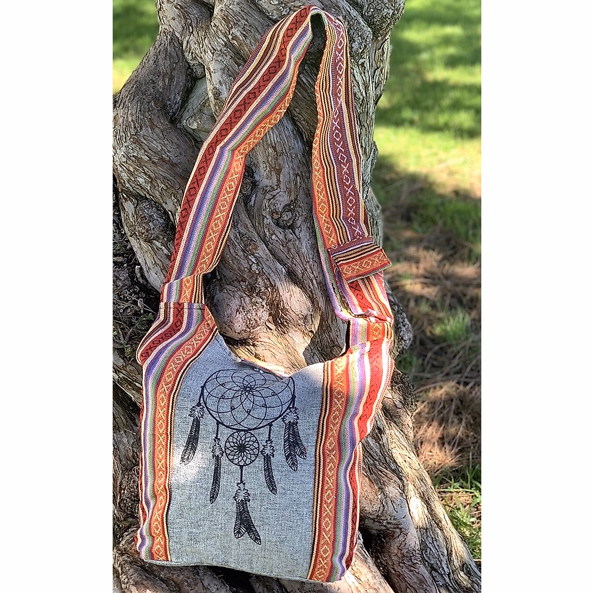 Himalaya Handmade Cotton Shoulder Bag, Unique Tapestry Hippie Crossbody with Dream Catcher Print Hobo Cross body Women bag, Festival bag Sling Boho Bag/Handmade with Love., Multi Colored Orange