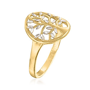 Ross-Simons 14kt 2-Tone Gold Cut-Out Tree Of Life Ring. Size 8