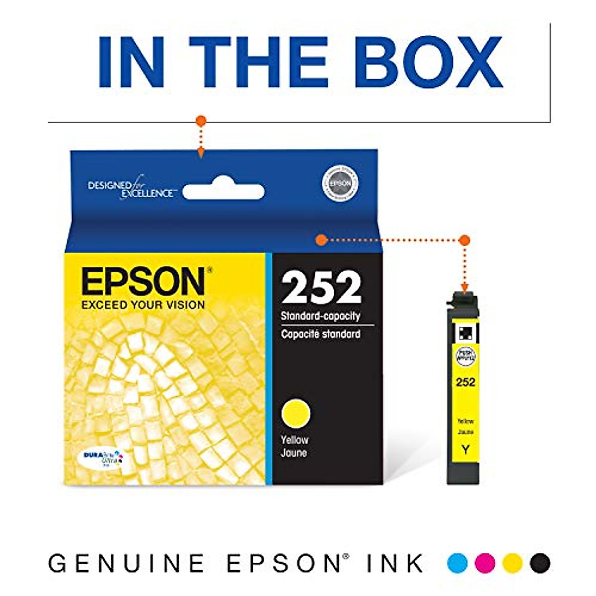 EPSON T252 DURABrite Ultra Ink Standard Capacity Yellow Cartridge (T252420-S) for select Epson WorkForce Printers