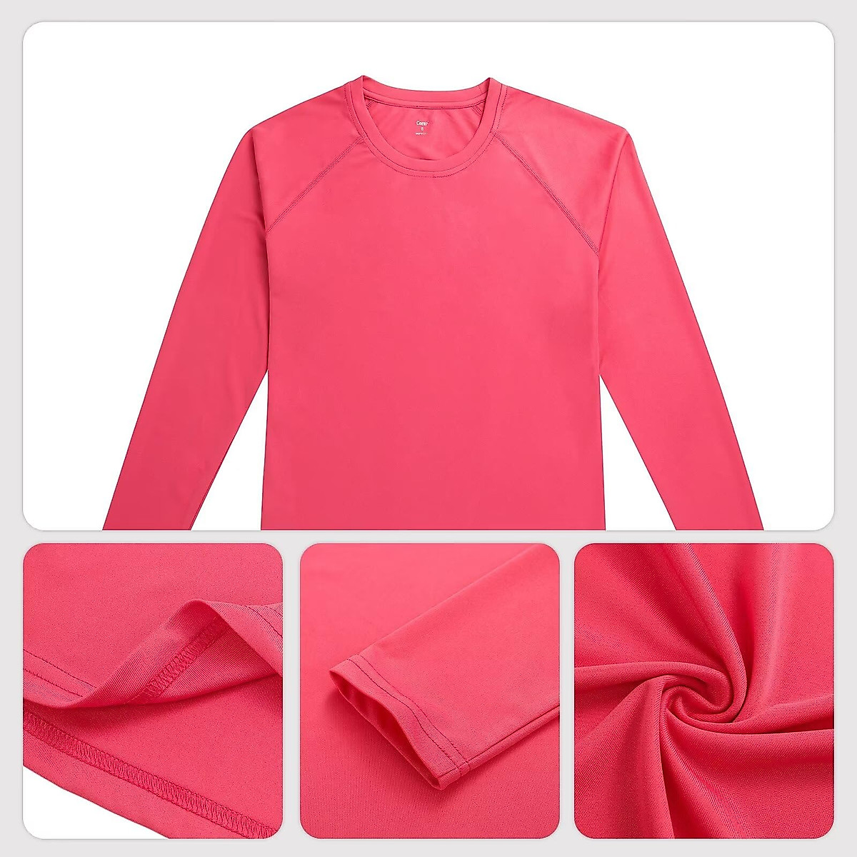 Corna Women's UPF 50+ Sun Shirts Long Sleeve UV Protection Outdoor Hiking Tops Quick Dry Lightweight Sun Shirt (Pink, 3XL)