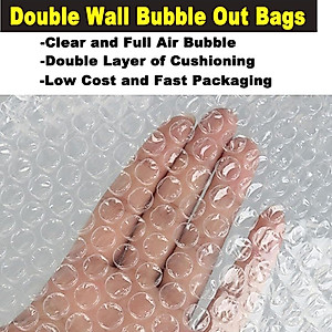 50Pcs Clear Bubble Out Bags, 12”x16” Bubble Pouches Bags for Shipping, Double Wall Bubble Cushioning Wrap Bags for Moving Packaging Storage Fragile China Dishes Electronic Item-Large Bubble Pouches