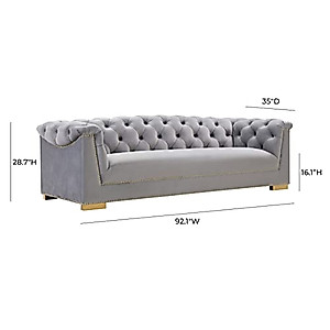 TOV Furniture Farah Grey Velvet Sofa