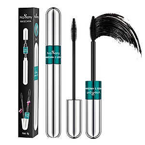 NaSeny 2in1 Vibely Mascara Lash Cosmetics Waterproof Black Volume And Length Thickening And Lengthening Dual Effect 5X Longer Mascara Smudge-Proof Non Clumping