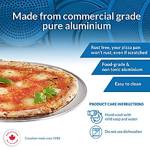 Norjac Wide-Rim Pizza Pan, 18 Inch, 6 Pack, Restaurant-Grade, 100% Solid Aluminum, Baking Pan, Oven-Safe, Rust-Free.