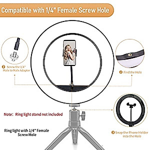 Phone Holder for Ring Light and Tripod Stand with 1/4 and Hot Shoe Adapter, Flexible Phone Tripod Mount Adapter (Black)