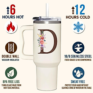 Personalized Gifts For Women - Personalized Gifts For Birthday, Christmas - Monogrammed Gifts Customized Gifts For Woman, Mom, Wife, Best Friend, Sister, Coworkers - Custom Tumbler With Handle 40oz