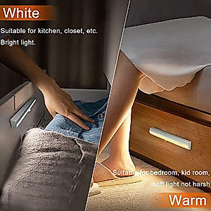 Closet Lights Motion Sensor Under Cabinet Lights Battery Operated 2 Pack Night Light Bar, LED Lights Wireless Stick-on Anywhere, Safe Lights for Kitchen Closet Cabinet Wardrobe Stairs Bedroom (Warm)