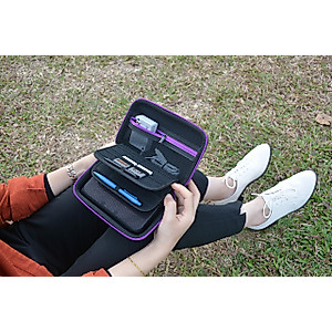 Jun Xuan New 3DS XL and 2DS XL Carrying Case - Fits Wall Charger - 16 Game Card Storage Holders, Hard Shell and Accessories Pocket - Black/Purple