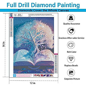 Eiazuiks Diamond Painting Kits for Adults, Tree 5D DIY Diamond Art Kits Full Drill Diamond Dots for Gift Wall Decor and Relaxation Gem Arts 12x16 inch