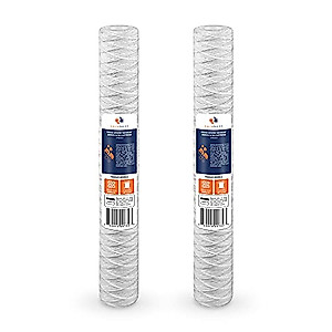 Aquaboon 5 Micron 20" x 2.5" String Wound Sediment Water Filter Cartridge | Universal Replacement for Any 20 inch RO Unit | Compatible with 101-230, PD-5-20, AP110-2C, P5-20, CFS124-C20, 2-Pack