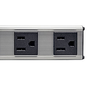 Tripp Lite 4 Outlet Power Strip, 10 ft. Cord with NEMA 5-15P Plug, 12 inch., Metal (PS120410),Gray/black