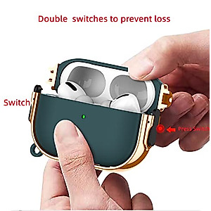 MiRUSI Case Cover for Airpods Pro 2nd Generation Double Switch Plating Skin Cover Shock-Absorbing Protective Case with Carabiner (Red)