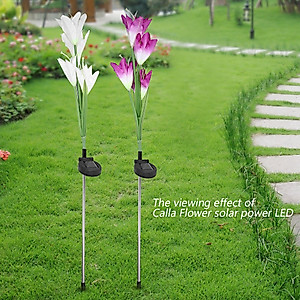 2 solar LED 4 heads calla flower night light, suitable for home garden lawn decoration