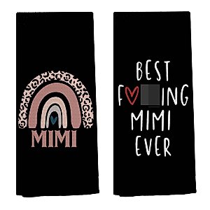 Best Mimi Ever Kitchen Towels and Dishcloths,16 x 24 Inch Set of 2 Soft and Absorbent Mimi Sign Hand Towels Tea Towels Dish Towels Sets,Grandma Birthday Mother’s Day