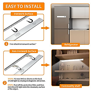 EAUTOR Under Cabinet Lights, Motion Sensor Light - 126 LED USB-C Rechargeable Wireless Closet Lights Battery Operated Magnetic Adhesive Stick On Light Strip for Kitchen (2 Pack)