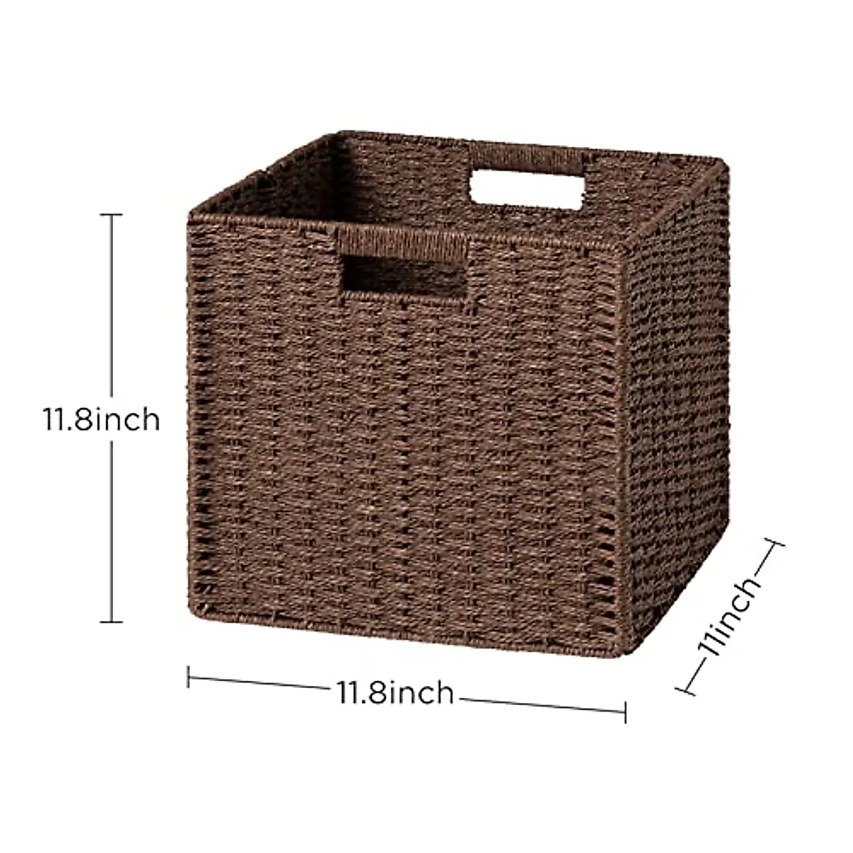 UBBCARE 3 Pack Wicker Basket, 11.8L×11.8H×11W inch Woven Paper Rope Storage Baskets for shelves, Foldable Cube Storage bin with Handle, Storage Basket for Organizing & Decor, Brown