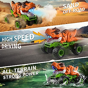 Bennol Remote Control Dinosaur Car for Boys Kids, 2.4Ghz RC Dinosaur Truck Toys for Toddlers, Electric Hobby RC Car Toys with Light & Sound Spray Birthday Gift for 3 4 5 6 7 8 Year olds Kids Boys