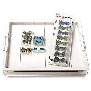 Bead Storage Solutions Plastic Stackable Organizer Tray Bundle with Lid and 48 Size Small Containers for Beads and Craft Supplies