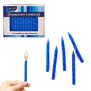 Blue Hanukkah Candles by Rite Lite | Mini Pack of 44 Menorah Chanukah Candles Value Gift Set | Premium Quality Wax Jewish Holiday Party Favors Gifts, Decorations for All 8 Nights!