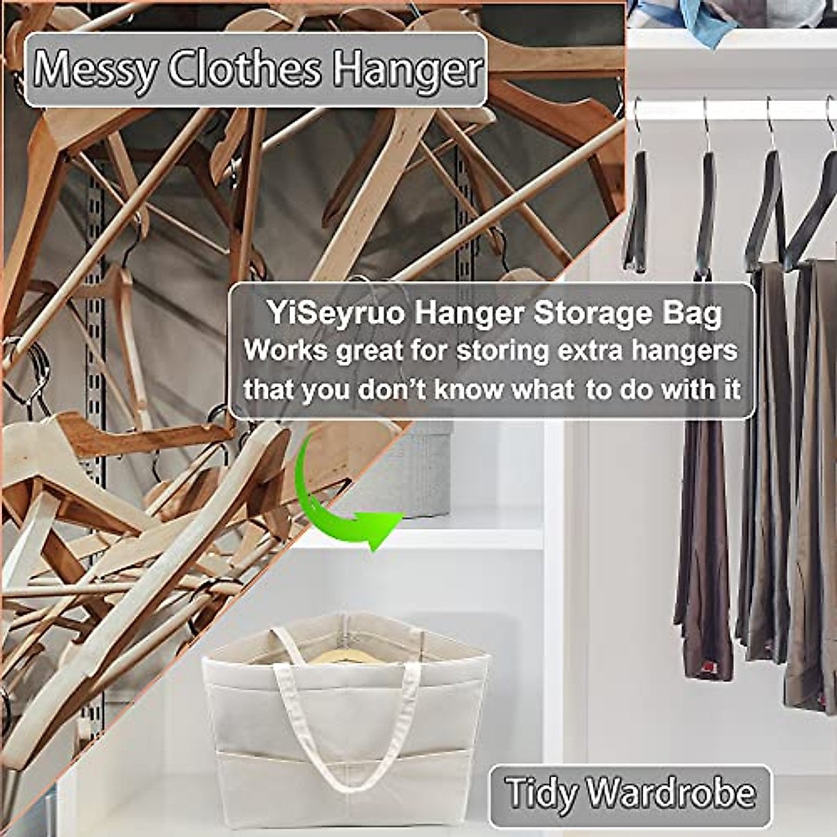YiSeyruo Hanger Storage Bag for Adult Hanger: Hanger Triangle Bag for Closet Tidier Space Saving Hanger Storage Organizer Holder | Hanger Stacker Hamper for Wardrobes Laundry Rooms (L)