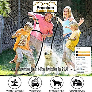 Water Hose Heavy Duty Expandable Hose – Black Green, Triple Layer, Stronger Triple Latex Core, Heavy Duty, Thumb Control Spray Nozzle 3/4 USA (75ft)