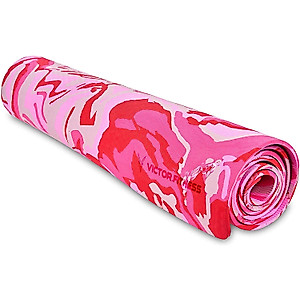 Victor Fitness Pink Camouflage Eco-Friendly Yoga Mat - Premium TPE Material, Non-Slip Texture, Lightweight & Durable - Ideal for Hot Yoga, Pilates, and Bikram - Includes Carrying Strap