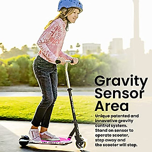 Aero iSporter Electric Scooter for Kids Ages 6-12, with Kick-Start and Gravity Sensor, Kids Electric Scooter with LED Lights, 2 Speeds, 110lbs Max and Height Adjustable …