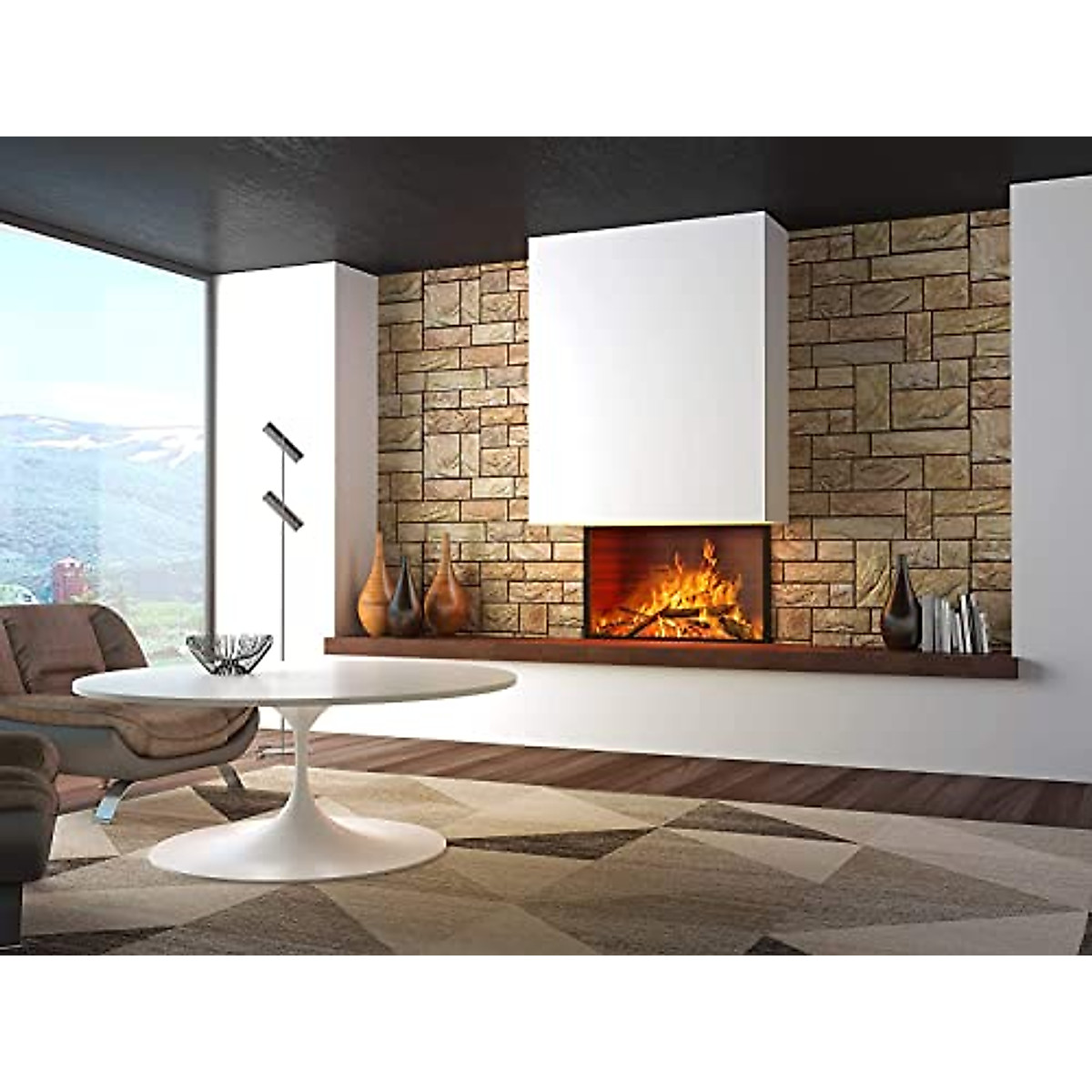 Retro-Art 3D Wall Panels, Pack of 6, Stacked Natural Limestone in Light Brown, PVC, 17.5" x 23.75", Cover 17.31 sq.ft. 566CY