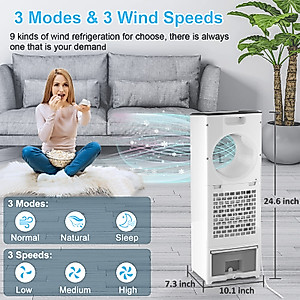 Portable Air Conditioners, 3-in-1 Bladeless Evaporative Air Cooler, 3 Speeds 3 Modes Personal AC Cooling Oscillating Tower Fan, Remote Control Evap Cooler Fan with Timer, Windowless Portable AC for Room
