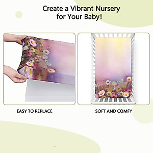 Flower Themed Fitted Crib Sheet,Standard Crib Mattress Fitted Sheet Ultra Soft Material - Baby Crib Sheets for Girl or Boy, 28“ x52“,Lilac Pink