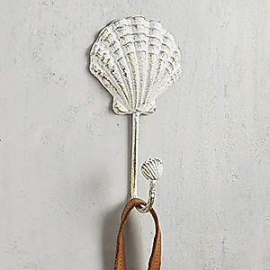 47th & Main Coastal Cast Iron Wall Hook, 3.93" L x 7.87" H, White Shell