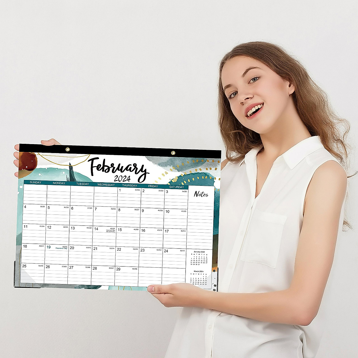 2023-2024 Desk Calendar - 18 Months Large Desk Calendar from Jan 2023 - Jun 2024, 17" x 12", Desk Calendar 2023-2024 with 2 Corner Protectors, Ruled Blocks with Julian Dates, Perfect Desk Calendar