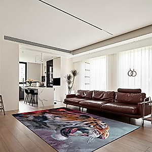 3D Large Tiger Area Rugs, Ink Style Carpet, Lounge Rug Fuzzy Plush Soft with Non-Slip Backing Apply to Bedroom Living Room Bath Mat Balcony,3×5ft/90*150cm