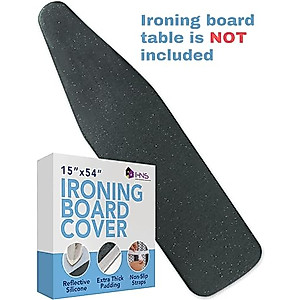HOLDN’ STORAGE Ironing Board Cover and Pad - Iron Board Cover with Padding 15" x 54" - Iron Board Cover Large Fits All Standard Sizes - Heat Reflective Iron Pad for Table Top. Charchoal.