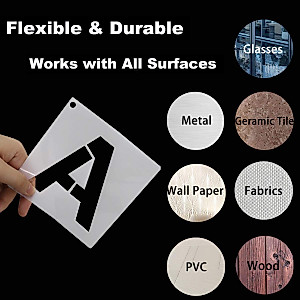 3 Inch Letter Stencils Kit, Alphabet Art Craft Stencils, Reusable Plastic Letters and Numbers Stencil Set for Wood, Wall, Fabric, Rock, Chalkboard, Signage and DIY Art Projects (White, 36 Pcs)