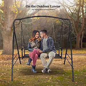 VINGLI Upgraded Metal Patio Porch Swing, 660 LBS Weight Capacity Steel Porch Swing Chair for Outdoors, Heavy Duty Garden Swing Bench for Gardens & Yards (Pattern 2)