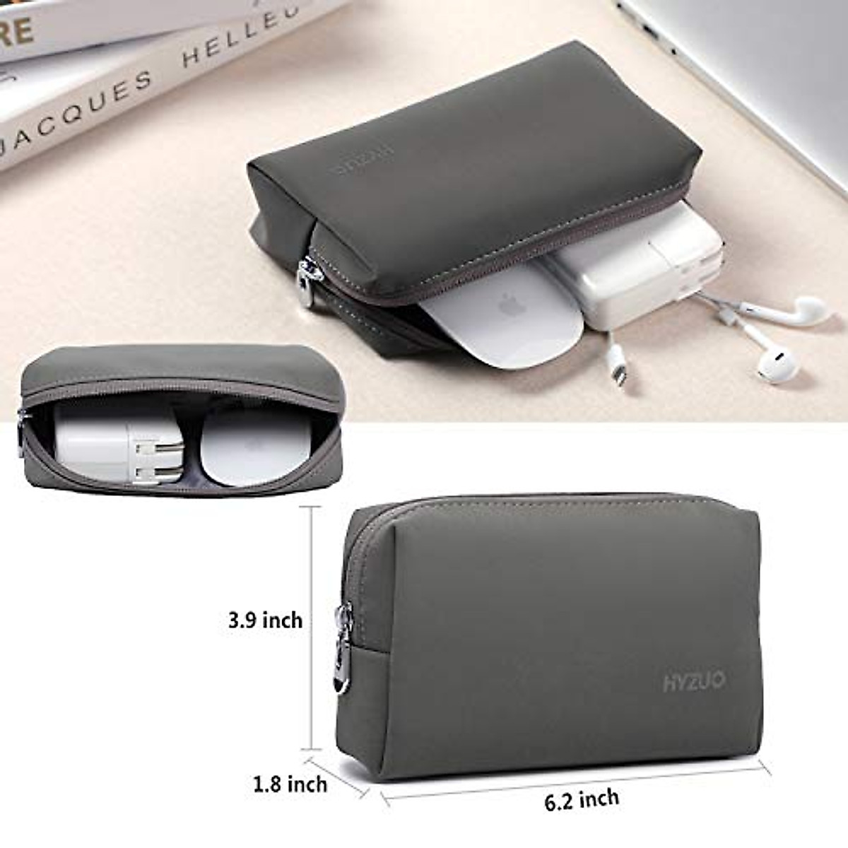 HYZUO 13 Inch Laptop Sleeve Compatible with MacBook Air M2 A2681 13.6" Display, MacBook Air 13 M1 2018-2022, MacBook Pro 13 M2 M1 2016-2022, Faux Suede Leather Case with Accessory Bag, Dark Gray