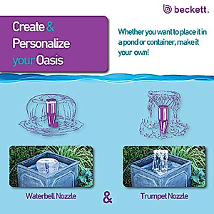 Beckett Corporation CGFK60 Submersible Pump and Container Kit Ideal for Mini Fountains, Water Gardens, and Bird Baths, Black